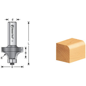 3/4" Cut Dia x 3/8" Cut Length Carbide Tipped Corner Round Router Bit ...