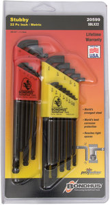 22 pc Stubby Arm SAE/Metric Hex Balldriver Key Set | Fastenal